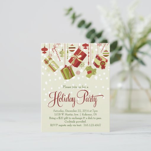 Gift Exchange Holiday Christmas Party Invitation | Zazzle