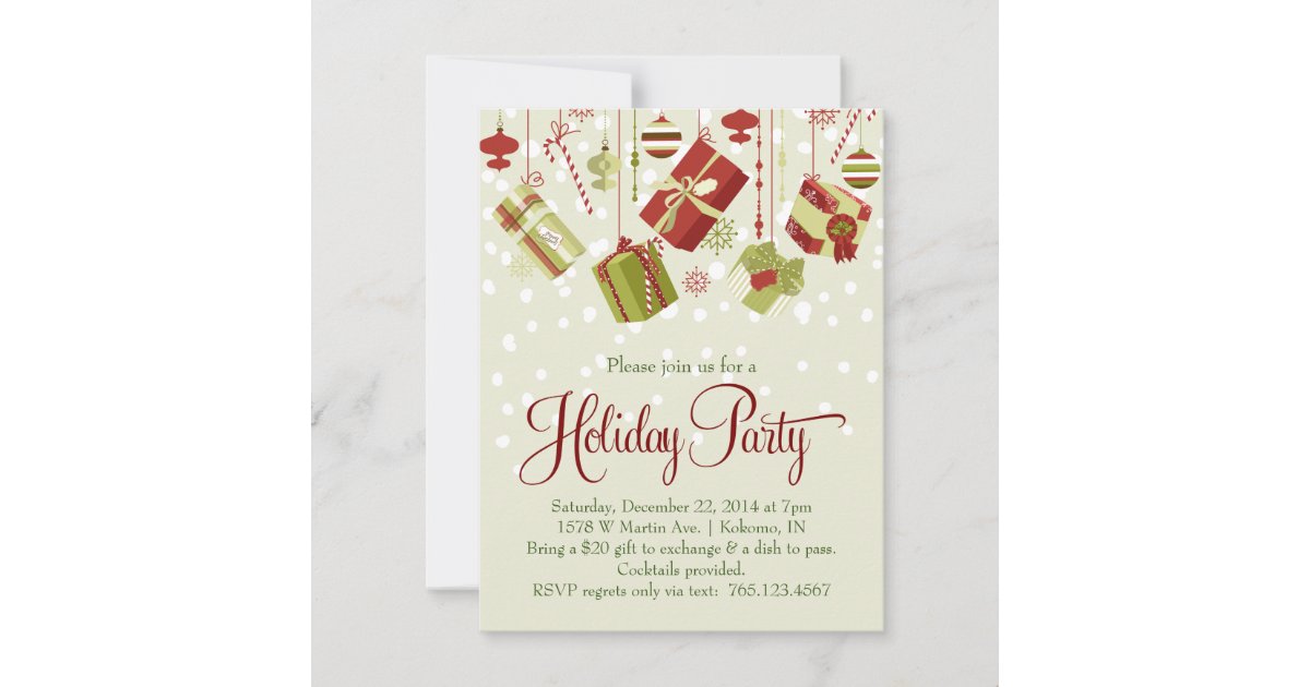 Gift Exchange Holiday Christmas Party Invitation | Zazzle