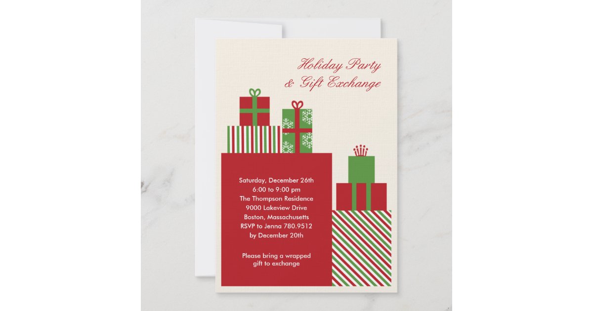 Gift Exchange Holiday Party Invitation | Zazzle