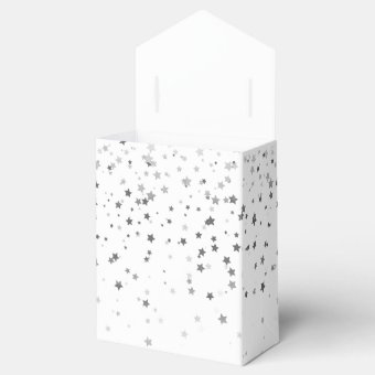 Gift/Favor Box in White & Silver Stars | Zazzle