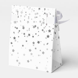 Gift/Favor Box in White & Silver Stars | Zazzle