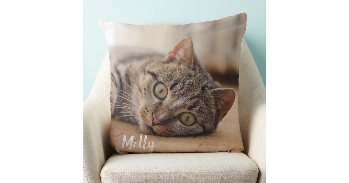 Gift for Cat Lover - Pet Photo Memorial- Cat Photo Throw Pillow | Zazzle