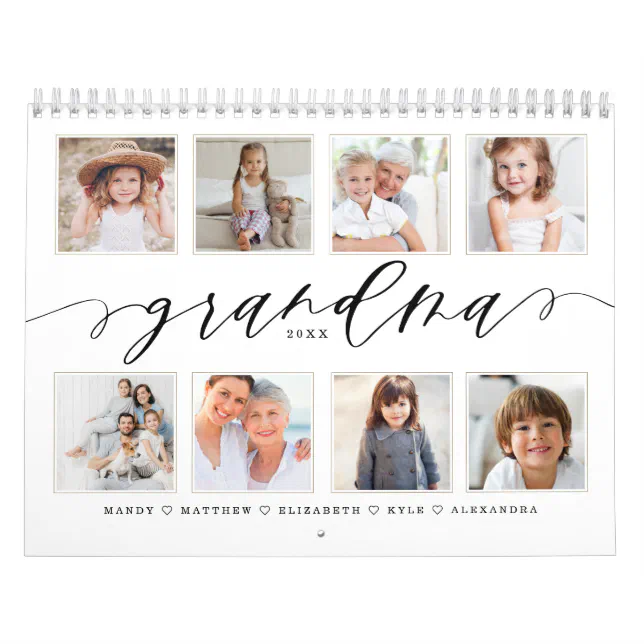 Gift for Grandma | Grandchildren Family Photos Calendar | Zazzle