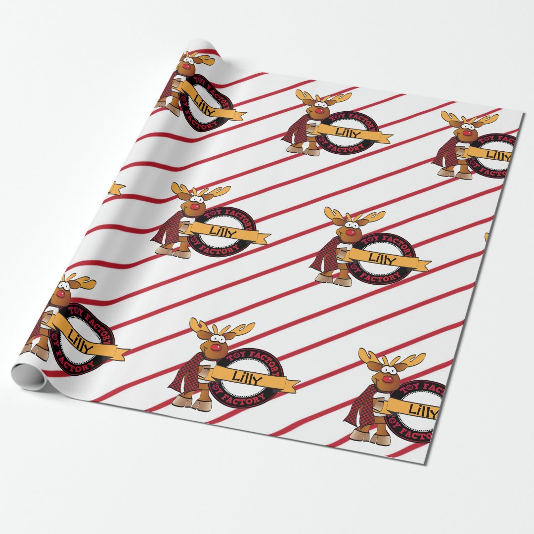 Gift from Santa for Kids Rudolph Cartoon Wrapping Paper | Zazzle