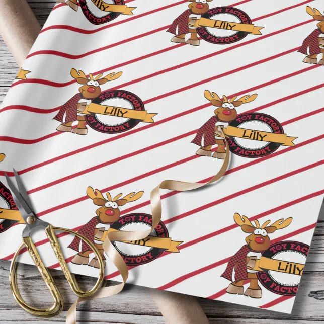 Gift from Santa for Kids Rudolph Cartoon Wrapping Paper | Zazzle