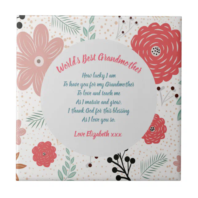 GIFT - Grandma Poems From Grandchildren - CUSTOM Ceramic Tile | Zazzle