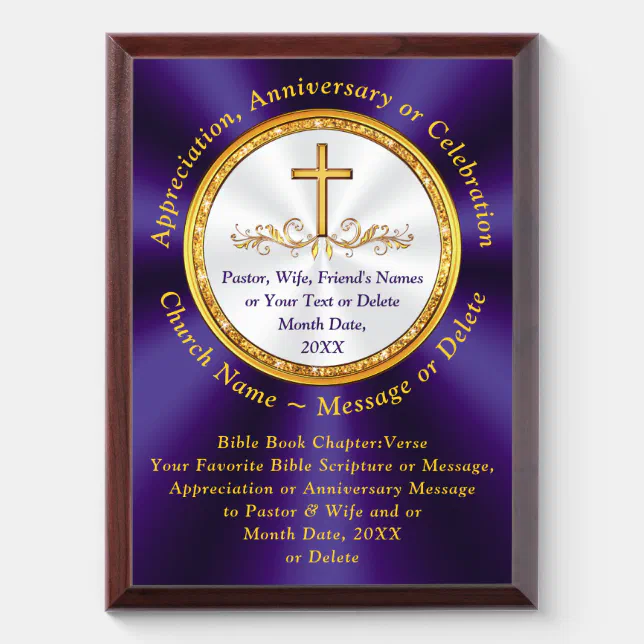 Gift Ideas for Pastors Appreciation, Anniversary Award Plaque | Zazzle