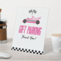 Gift Parking Pink Race Car Party Table Pedestal Sign | Zazzle