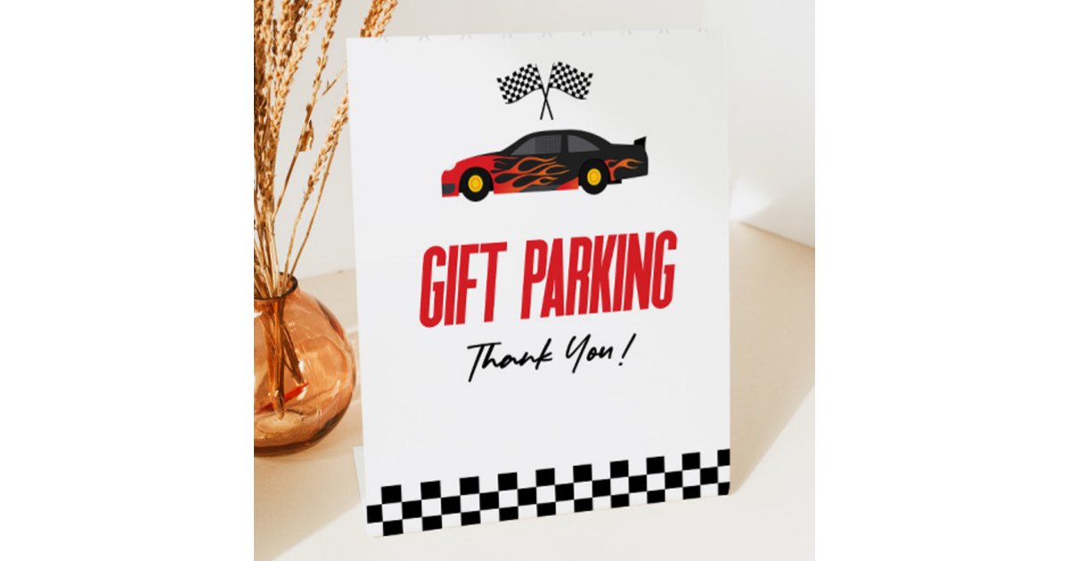 Gift Parking Red Race Car Party Table Pedestal Sign | Zazzle
