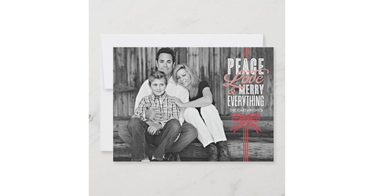 Gift Red Ribbon Wrapped Holiday Photo Card | Zazzle
