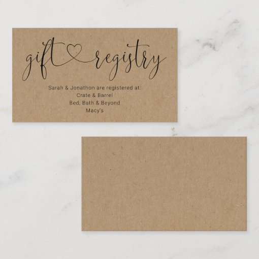 Gift Registry Insert / Enclosure for Invitation | Zazzle