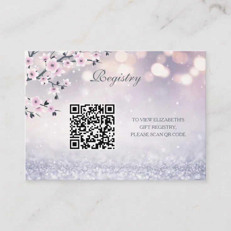 Gift Registry QR Code | Swan Princess Baby Shower Enclosure Card | Zazzle