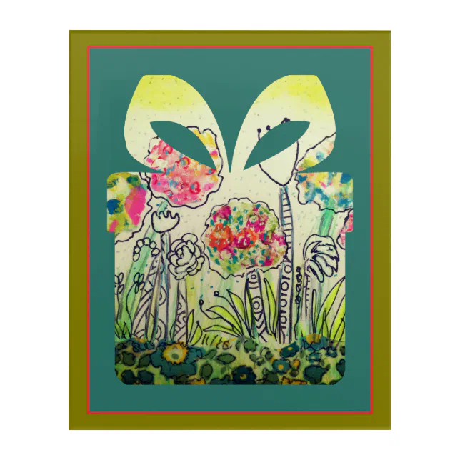 Gift Silhouette-2- Floral Acrylic Print | Zazzle