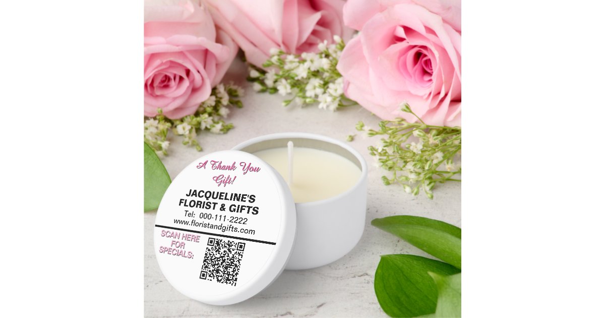 Gift Store Customer Thank You Gift QR Code Pink Mini Candle Favors | Zazzle