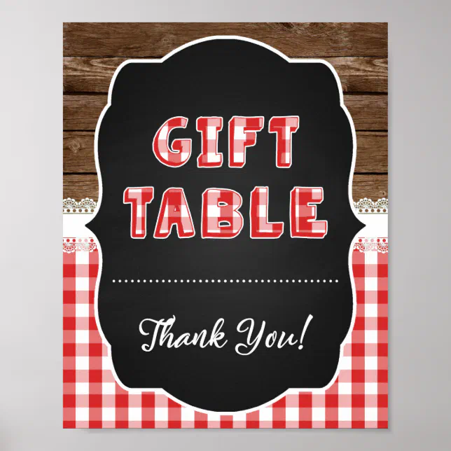 Gift Table Sign - Red Baby Q | Zazzle