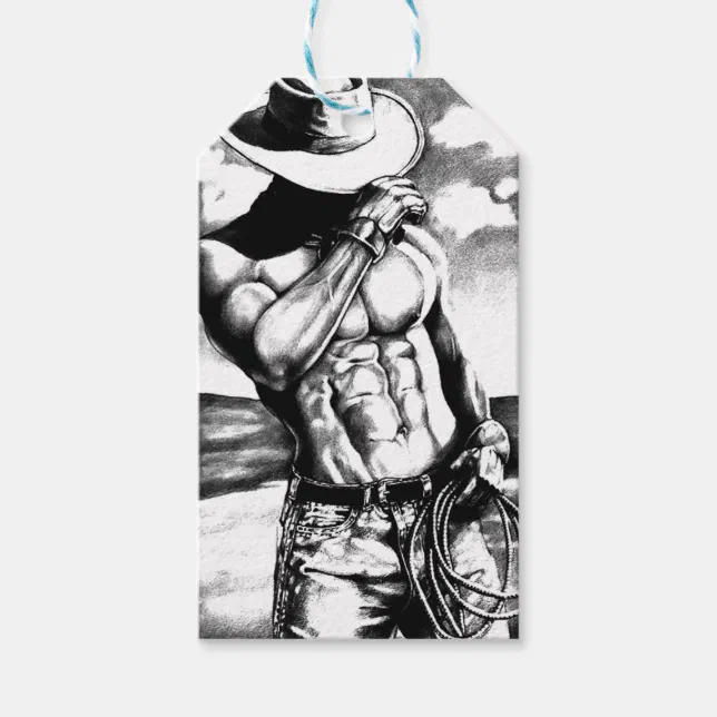 Gift Tag Kit For Men Cowboy Bodybuilder Fine Art | Zazzle