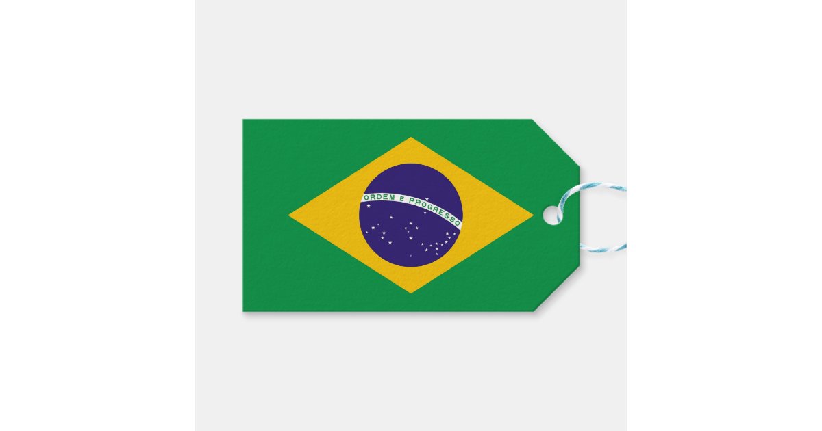 Gift Tag with Flag of Brazil | Zazzle