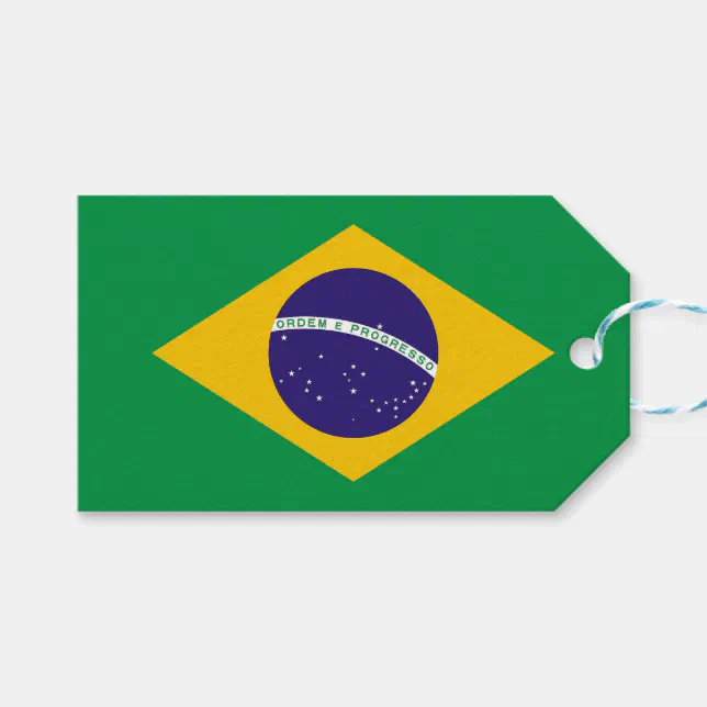 Gift Tag with Flag of Brazil | Zazzle
