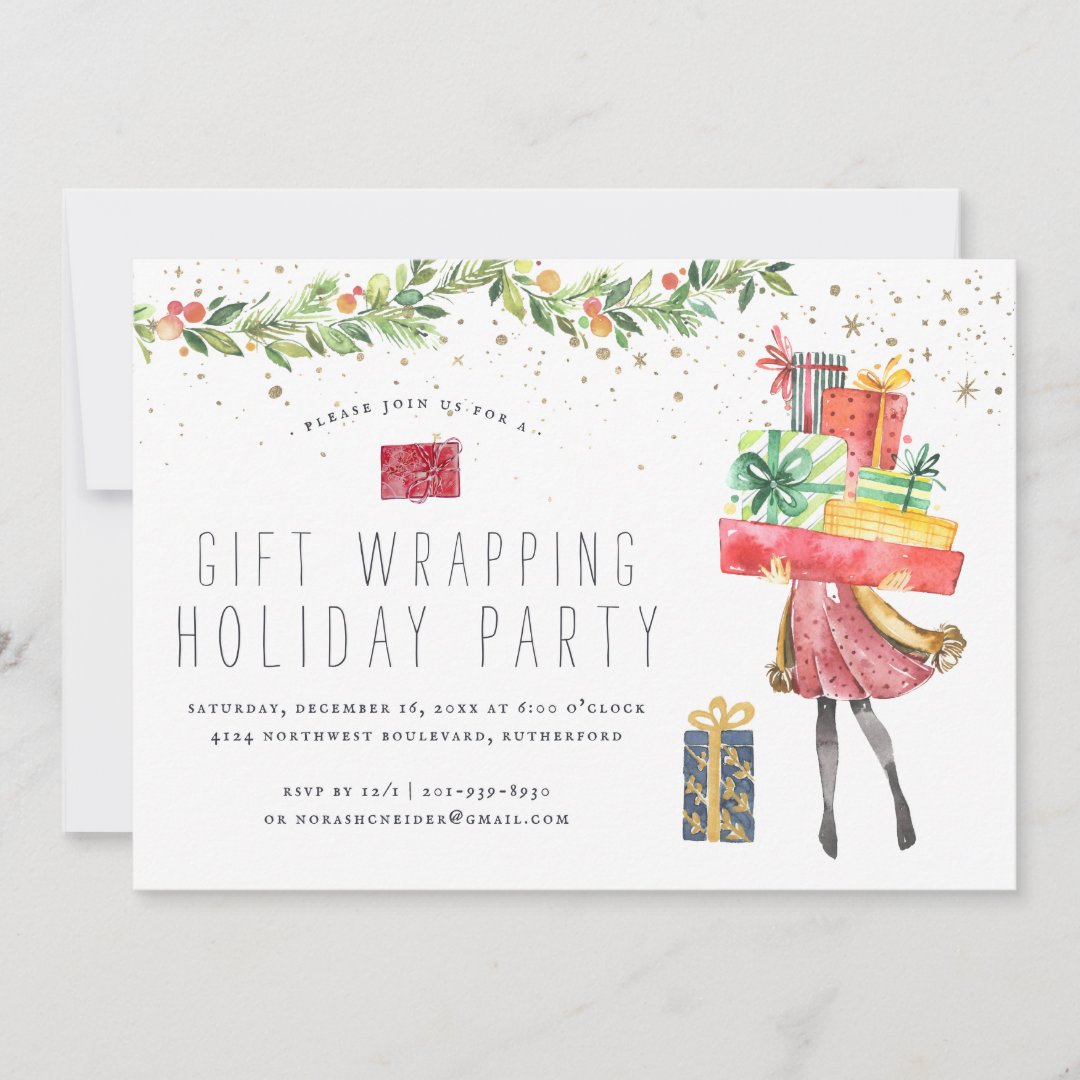Gift Wrapping | Holiday Party Invitation | Zazzle