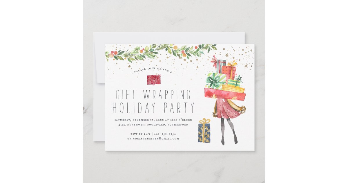 Gift Wrapping | Holiday Party Invitation | Zazzle