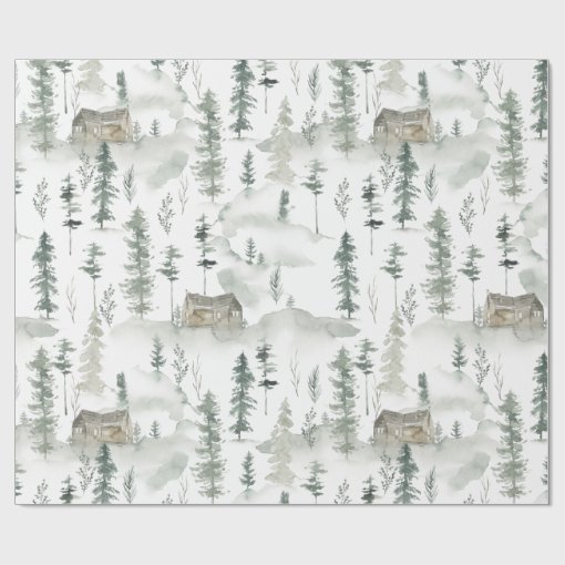 Gift Wrapping Paper Rustic Forest Mountain Cabin | Zazzle