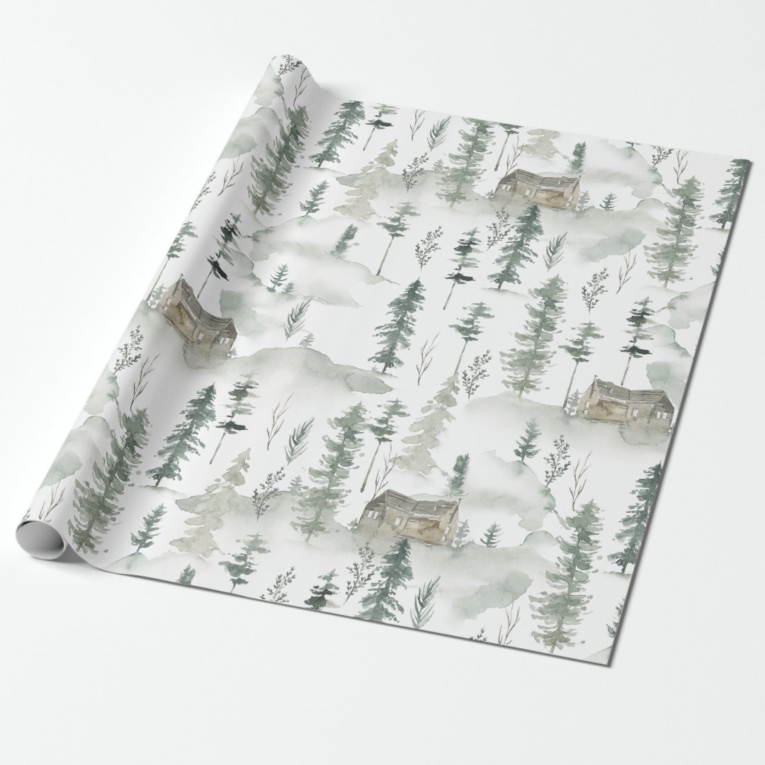 Gift Wrapping Paper Rustic Forest Mountain Cabin | Zazzle