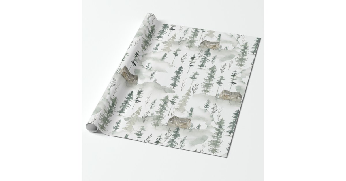 Gift Wrapping Paper Rustic Forest Mountain Cabin | Zazzle