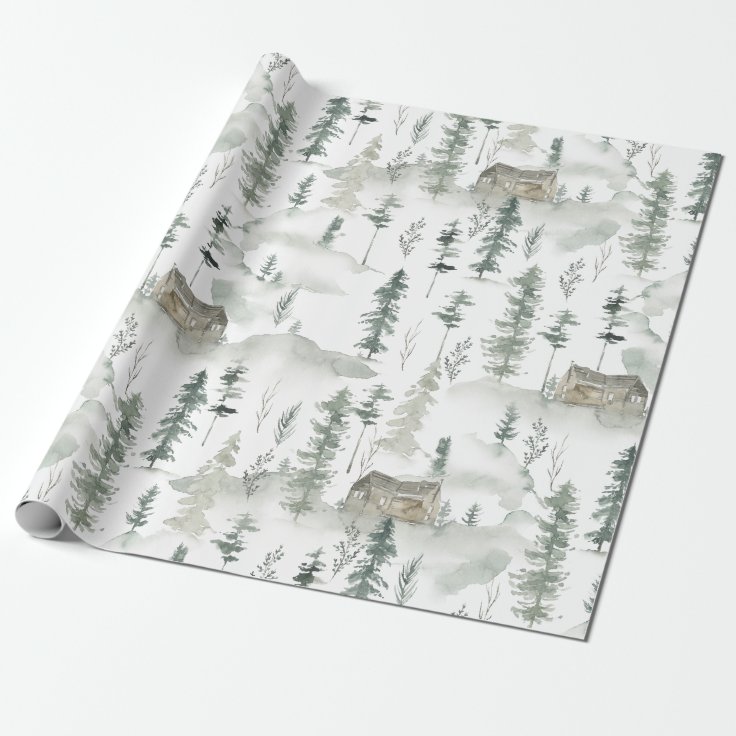 Gift Wrapping Paper Rustic Forest Mountain Cabin | Zazzle