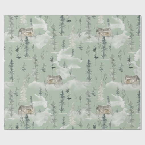 Gift Wrapping Paper Woodland Mountain Cabin 2 | Zazzle
