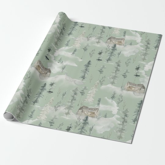 Gift Wrapping Paper Woodland Mountain Cabin 2 | Zazzle.com