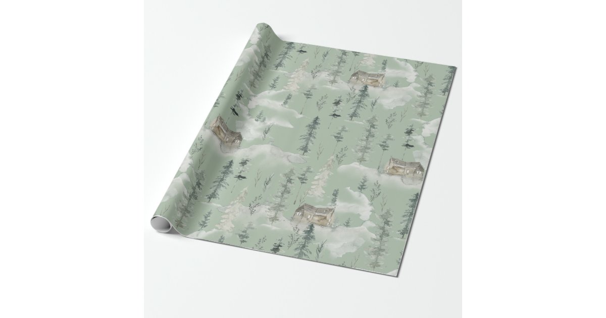 Gift Wrapping Paper Woodland Mountain Cabin 2 | Zazzle