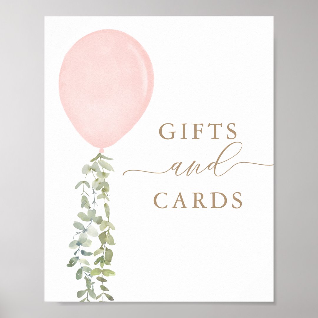 Gifts and Cards Pink Balloon Girl Baby Shower Post Poster | Zazzle