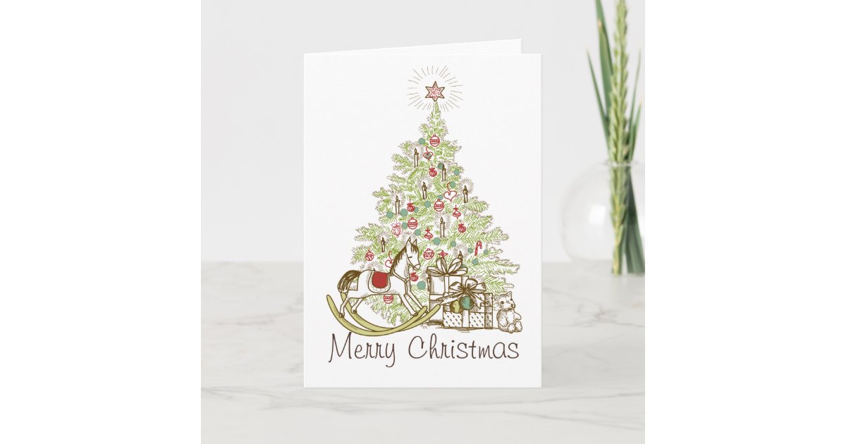 Gifts and Christmas Tree Merry Christmas Cards | Zazzle