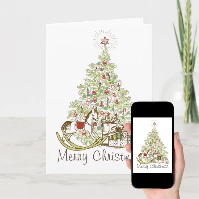 Gifts and Christmas Tree Merry Christmas Cards | Zazzle
