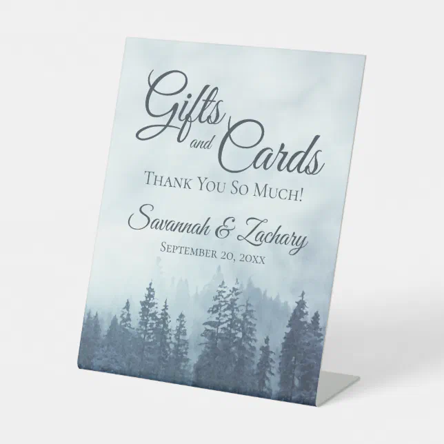 Gifts & Cards Thank You Misty Blue Pines Wedding Pedestal Sign | Zazzle
