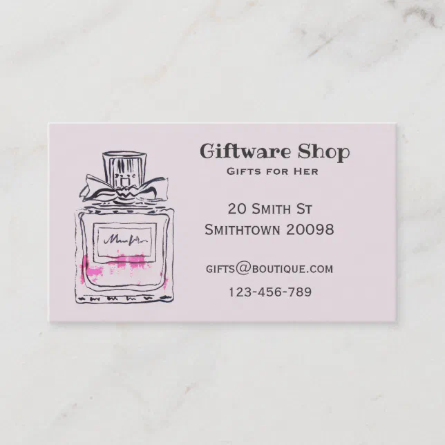 Giftware or online gift shop perfume bottle business card | Zazzle