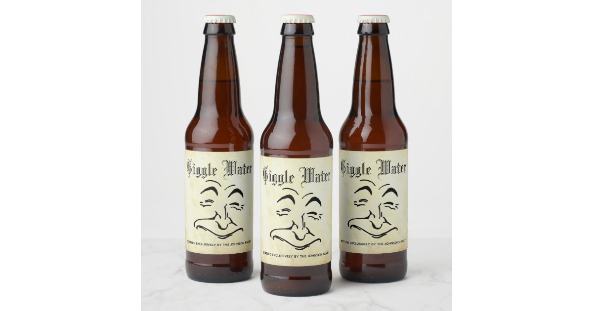 Giggle Water and Your Text Beer Bottle Label | Zazzle