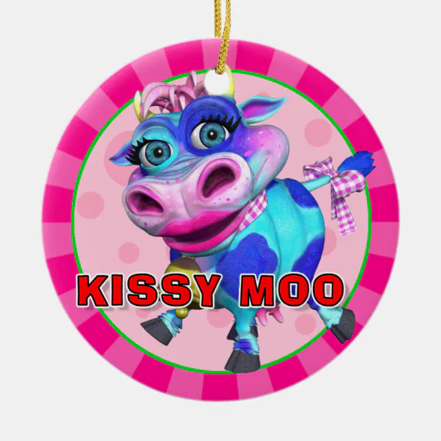 "GiggleBellies" Kissy Moo the Cow Ornament | Zazzle