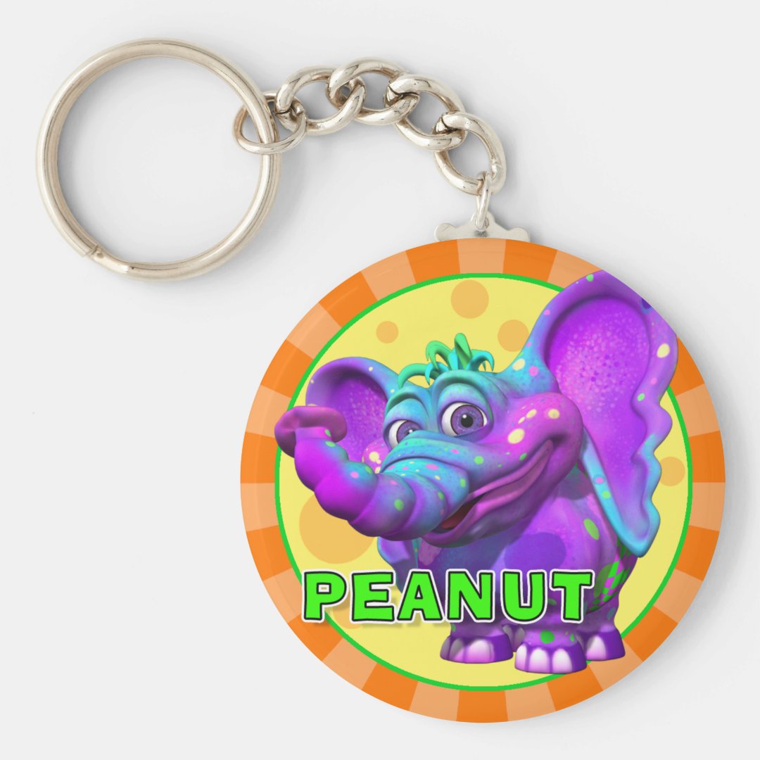 "GiggleBellies" Peanut the Elephant Keychain | Zazzle