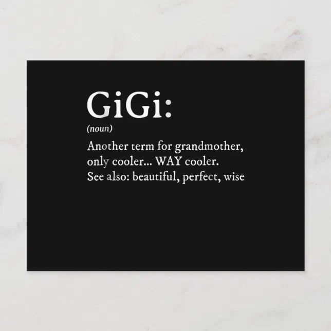 Gigi Definition T Women Gigi Gift Grandma Birthday Invitation Postcard ...