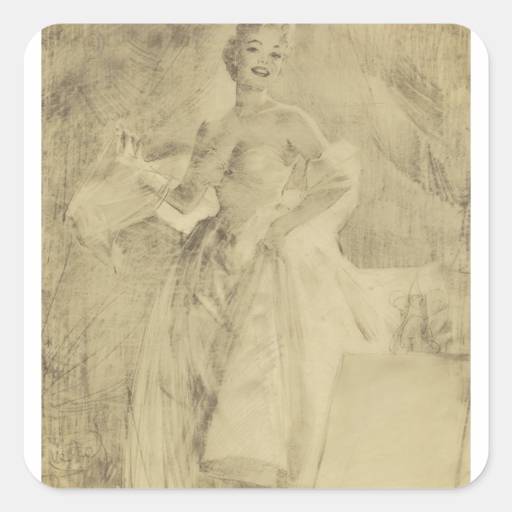 Gil Elvgren Miss Sylvania Pin Up Art Square Sticker Zazzle