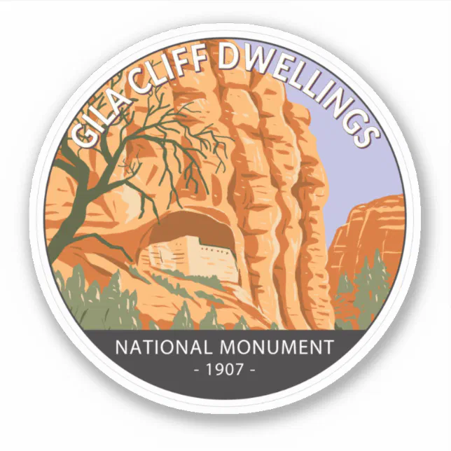 Gila Cliff Dwellings National Monument Circle Sticker | Zazzle