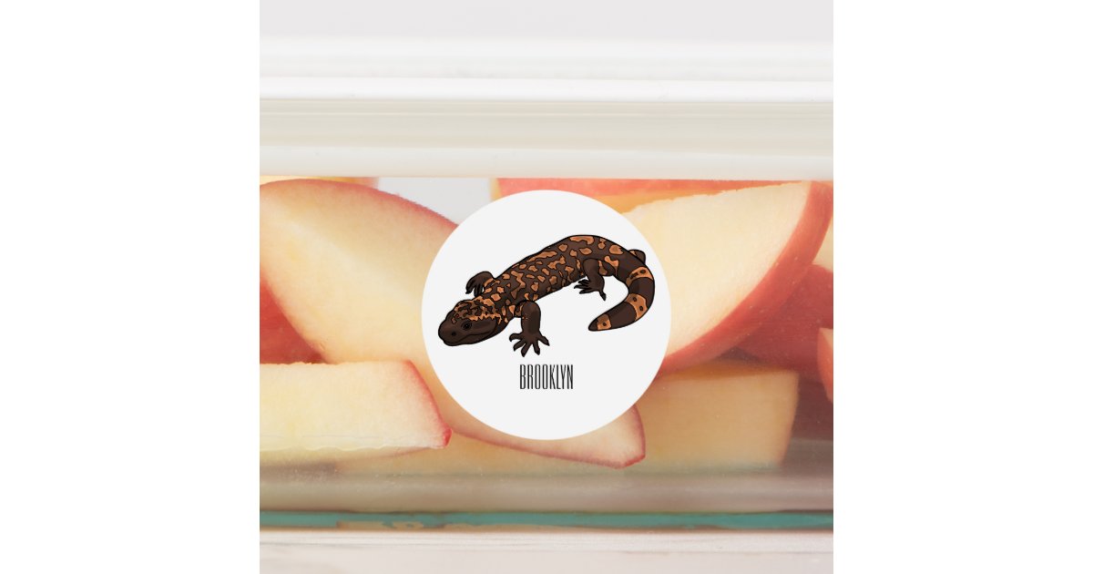 Gila monster cartoon illustration labels | Zazzle