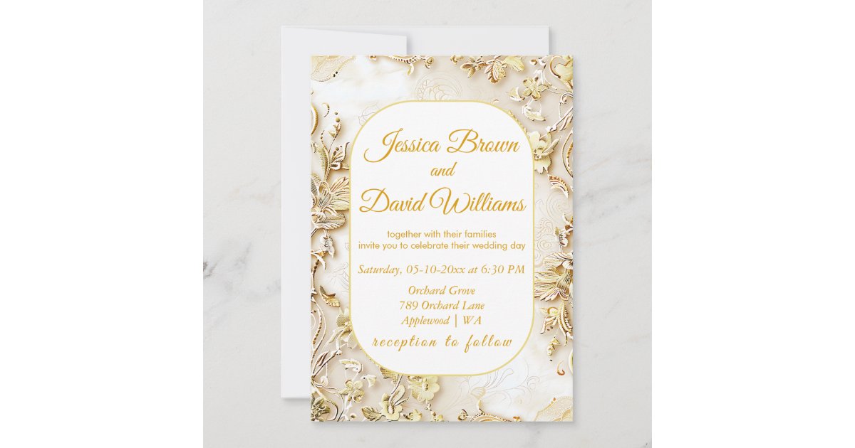 Gilded Bloom Classic Wedding Invitation | Zazzle