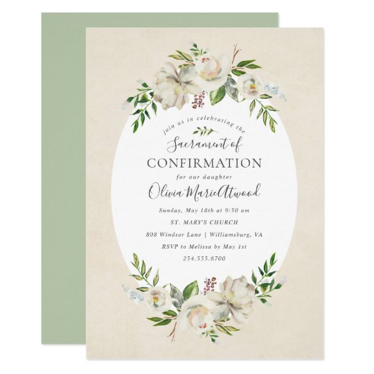 Gilded Blooms Confirmation Invitation | Zazzle.com