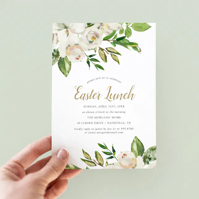 Gilded Blooms Easter Lunch Invitation | Zazzle