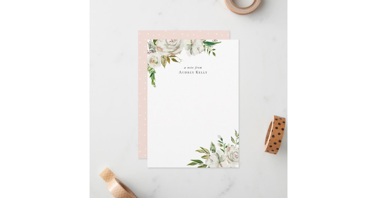 Gilded Blooms Monogram Stationery Note Card | Zazzle