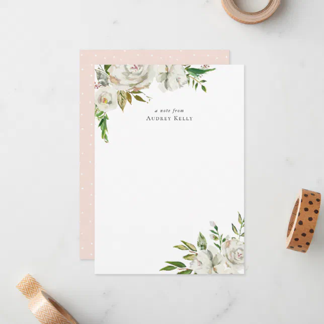 Gilded Blooms Monogram Stationery Note Card | Zazzle