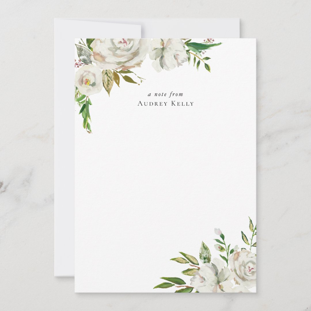 Gilded Blooms Monogram Stationery Note Card | Zazzle