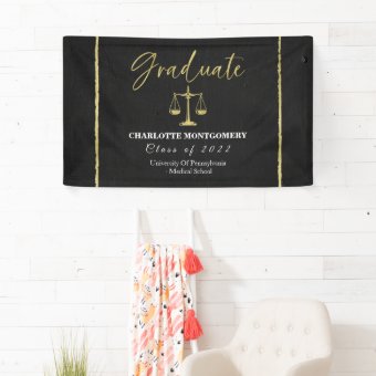 Gilded Dark Chalkboard Law School Graduation Party Banner | Zazzle